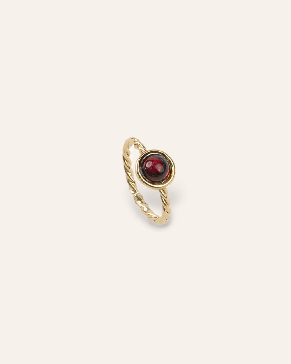 Harmonie Twisted Ring Gold Plated and Garnet • January Birthstone ...