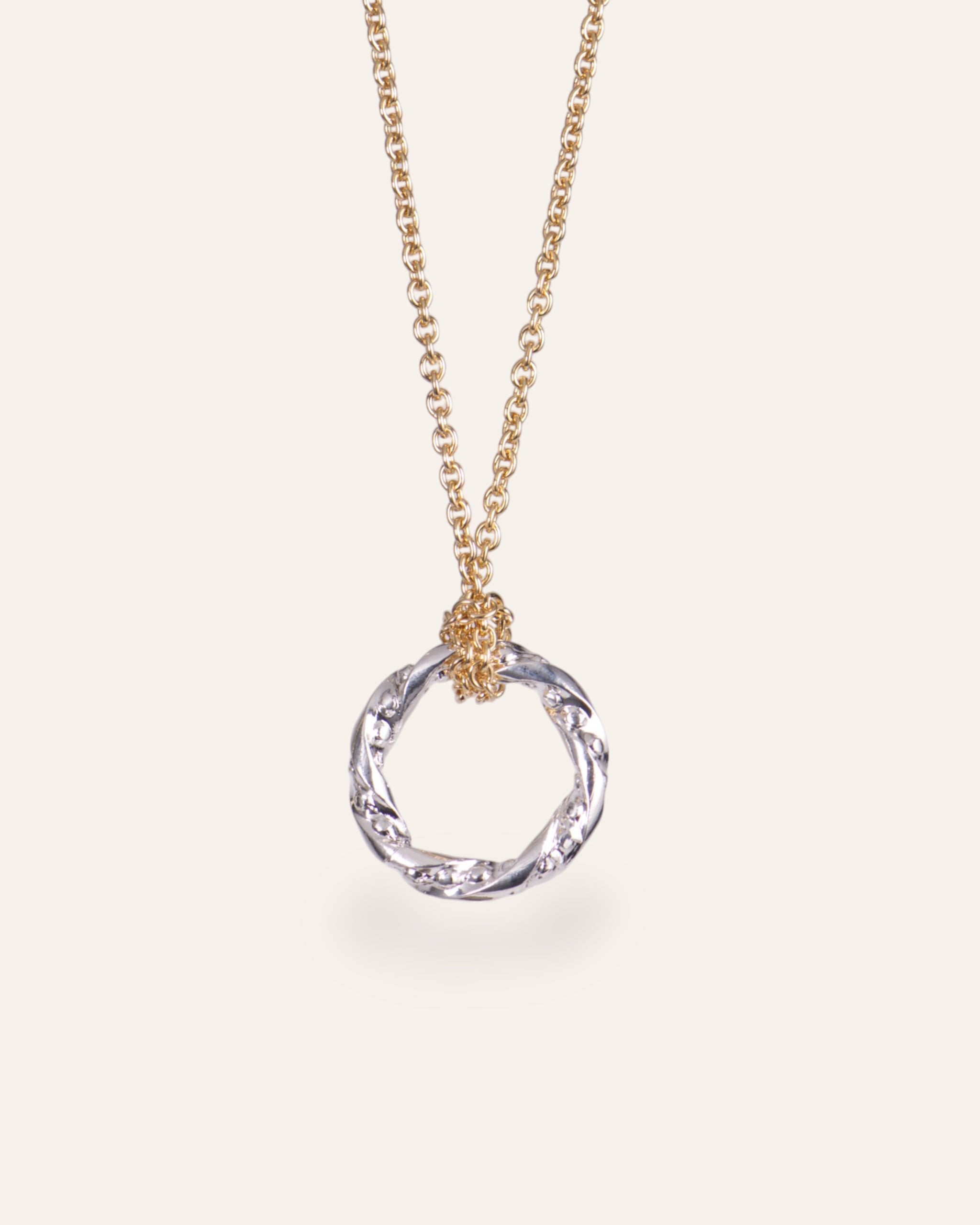 Aria Twisted Ring Necklace Gold Plated and Sterling Silver • AGLAIA France